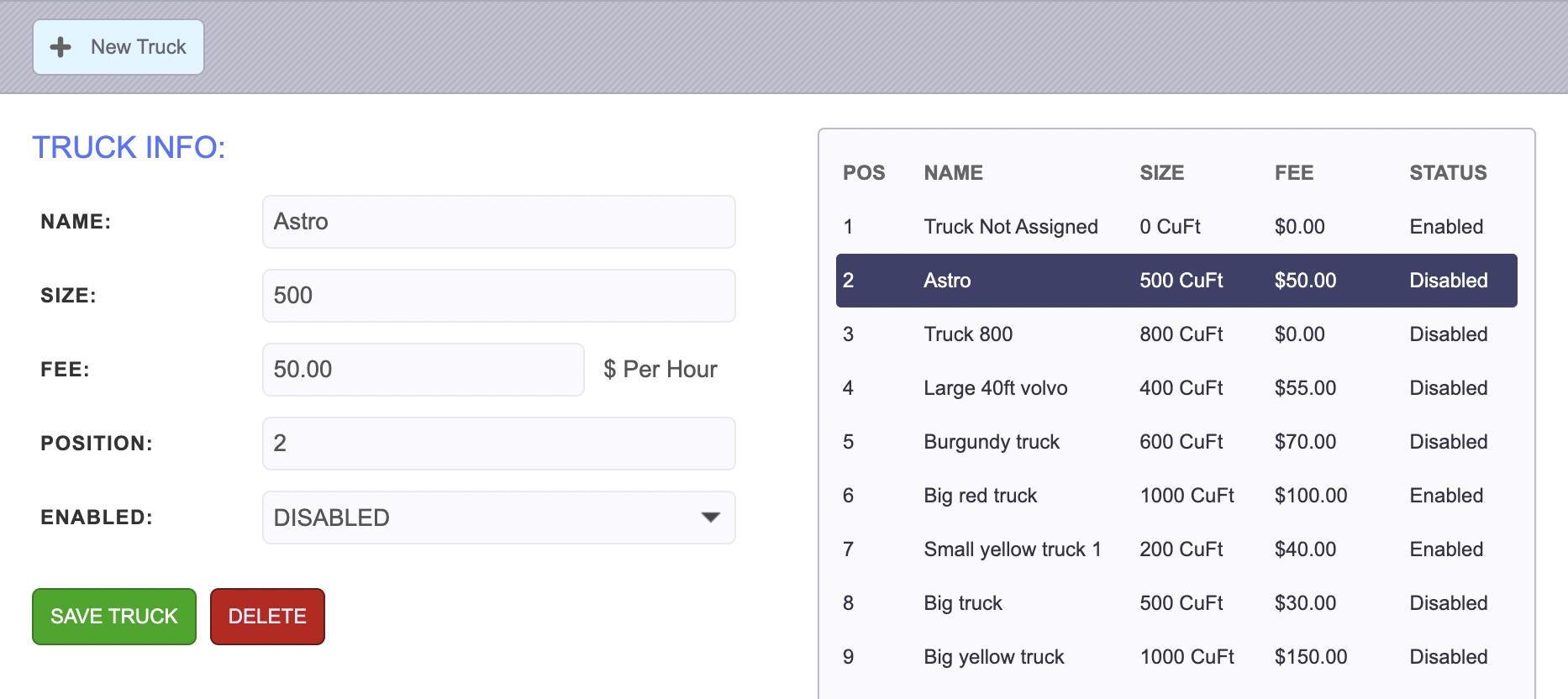 Truck Management | Moverbase Moving CRM Software